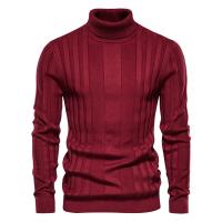 China Streetwear Clothing Men'S Turtleneck Sweater Casual Knit Basic Shirt Pure Color Pullover for sale