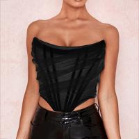 China Women'S Fashion Mesh Corset Vest Sleeveless Short Top for sale