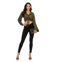 China Small Batch Clothing Women's High Waist V Neck Thin Versatile Long Sleeve Shorts Tops for sale