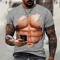 China Muscle Men T Shirt Abs 3D Printing Personality Short Sleeve Summer Top for sale