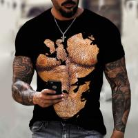 China Muscle Men T Shirt Abs 3D Printing Personality Short Sleeve Summer Top for sale