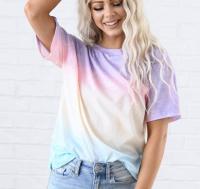 China Custom Clothing Summer Tie Dye Print Gradient Rainbow T - Shirt for sale