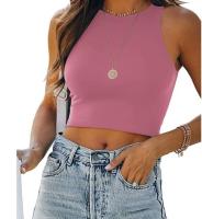 China Low Moq Manufacturer Women'S High Waist Sleeveless Crew Neck Racer Top S-XL 100% Cotton for sale