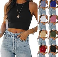 China Low Moq Manufacturer Women'S High Waist Sleeveless Crew Neck Racer Top S-XL 100% Cotton for sale