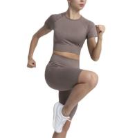 China Custom Clothing Workout Sets For Women 2 Piece Seamless Ribbed Crop Tank High Waist Shorts for sale