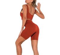 China Low Moq Clothing Manufacturer Women 2 Piece Ribbed Seamless Crop Tank High Waist Yoga Sets for sale