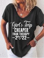 China Small Business Ladies Stylish Tops Women'S Summer Print Short Sleeve V Neck T Shirt for sale