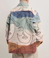 China Mens Casual Slim Fit Printed Jacket Coat Single Button Long sleeve for sale