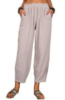 China Custom Clothing Women'S Solid Color Loose Linen Polyester Casual Long Pants for sale