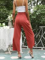 China Oem Clothing Women'S Flared Casual Pants Wide Leg Elastic Waist With Belt Pants for sale