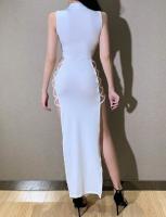 China Low Moq clothing Manufacturer Women'S Cut Out Side Lace Up Sleeveless Bodycon Maxi Dress for sale