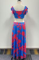 China Summer Womens Casual Dresses Printed Flower 2pcs Top And Skirt With S-2XL for sale