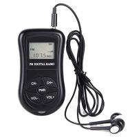 China Long Range 70~108MHz FM Digital Display Clock Mini Portable Stereo Radio with Earphone Plastic USB Powered for Gym for sale
