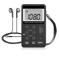 China Wholesale Mini FM Radio Long Battery Life Rechargeable Sleep Timer Digital Clock LCD Display 3.5MM Earphone Silver/Black for sale