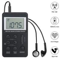 China Wholesale Mini FM Radio Long Battery Life Rechargeable Sleep Timer Digital Clock LCD Display 3.5MM Earphone Silver/Black for sale
