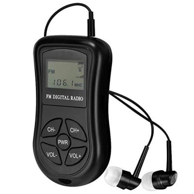 China Portable Mini FM Radio, Stereo LCD Digital Display Tuning Pocket Walkmen Transistor Conference Receiver with Earphone, for sale