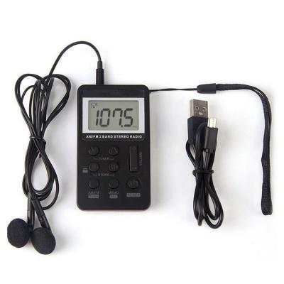 China New Hot Pocket FM AM Digital Tuning Radio Mini Receiver with Rechargeable Battery Earphone Retekess V112 for sale
