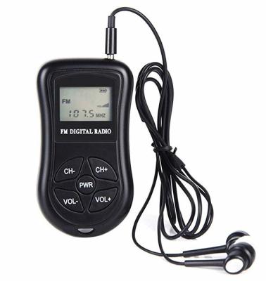 China Excellent Reception Mini Plastic Material Pocket Radio FM 60-108Mhz Band Radio with LCD Screen and Earphones for sale