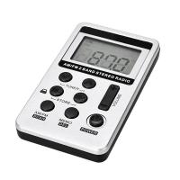 China Highly Sensitive 500mAh Dual AM/FM Pocket Stereo Mini Radio LCD Display Plastic Handheld Silver/Black 3.5MM Rechargeable for sale
