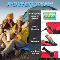 China Emergency Weather Radio 4000mAh NOAA Weather Alert Solar Charging Hand Crank USB Rechargeable AM/FM LED Flashlight for sale