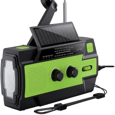 China Emergency Weather Radio NOAA/AM/FM Hand Crank 14800mWh Portable Power Bank USB/Solar/Crank Charging SOS Alarm Flashlight Cell for sale