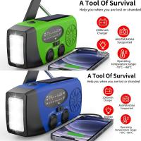 China Solar Emergency Portable Weather Radio Hand Crank AM/FM/NOAA Internet Function Plastic Material Green Color for sale