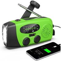 China Solar Emergency Portable Weather Radio Hand Crank AM/FM/NOAA Internet Function Plastic Material Green Color for sale