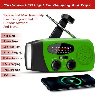 China 2026 Factory Wholesale Model Solar Emergency AM/FM NOAA Hand-crank Internet Radio Cell Phone Charger Power Bank SOS Alarm for sale