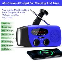 China 2000mah Power Bank USB-C Charger Portable Weather Noodradio with AM/FM WB NOAA RADIO & Solar Hand-crank Emergency Outdoor Radio for sale