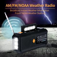 China Emergency-Radio 5000mAh Weather Radios Hand Crank Solar Charging Portable 3 Gear LED Flashlight AM/FM/NOAA Built-In Plastic for sale