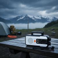China Durable Plastic Portable Emergency AM/FM/NOAA Weather Radio Solar Charging LED Flashlight SOS Alarm Hand Crank 4000mAh Power for sale