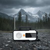 China Portable Emergency Solar Hand Crank AM/FM Weather Band Radio Flashlight 5000mAh Power Bank Built-in Speaker Plastic Survival for sale