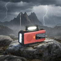 China FM AM NOAA Radio with Power Bank LED Light Solar Charging Hand Crank Portable Outdoor Emergency Plastic IPX3 Waterproof for sale