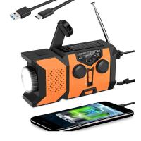 China Solar Emergency Hand-crank Weather Radio, Mini Portable Self-powered NOAA AM/FM Radio, SOS Alarm LED Flashlight,  USB  Charger for sale