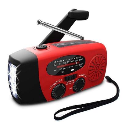 China Best Price Built-in Rechargeable Amfm Hand Crank NOAA with Solar USB Rechargeable Emergency Portable Radio LED Flashlight for sale