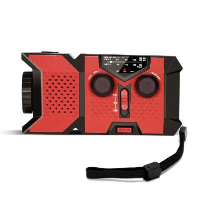 China Mini Cheap Solar Crank Portable Emergency Radio 2000mAh Rechargeable Emergency Radio AM FM WB  Power Charger for sale