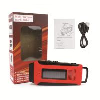 China 3 Charging Ways Solar Crank Powered Emergency AM/FM Radio with LED Digital Screen SOS Alarm Flashlight for sale