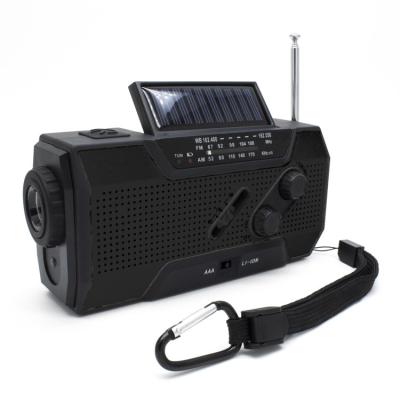 China Hot Selling 2000mAh Rechargeable Battery AM FM NOAA Weather Radio Hand Crank Dynamo Wind-up Built-in Reading Lamp for sale