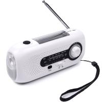 China Multifunctional Outdoor Solar Hand Crank Rechargeable Small AM FM Radio with 2000mAh Power Bank and LED Flashlight for sale