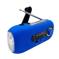 China Multifunctional Outdoor Solar Hand Crank Rechargeable Small AM FM Radio with 2000mAh Power Bank and LED Flashlight for sale