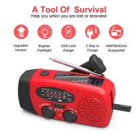 China Newest Portable Solar Panel  Hand Crank Radio Dynamo Charger Emergency Weather Radio Recargable FM Wind Radio 2000mAh Battery for sale