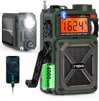 China Solar Crank Charging 3-Band AM/FM Emergency Radio Flashlight LCD Display Alarm Clock 4000mAh Mobile Phone Charger OEM ABS CN;GUA for sale