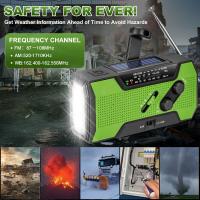 China OEM Solar Panel Power Emergency Hand-crank Portable Noaa Weather Noodradio with  Flashlight SOS Alarm for Camping Hiking for sale