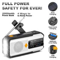 China OEM Factory Wholesale 5000mAh Solar Power Bank Hand-Crank Emergency Portable Internet Radio SOS Alarm LED Flashlight Built-in for sale