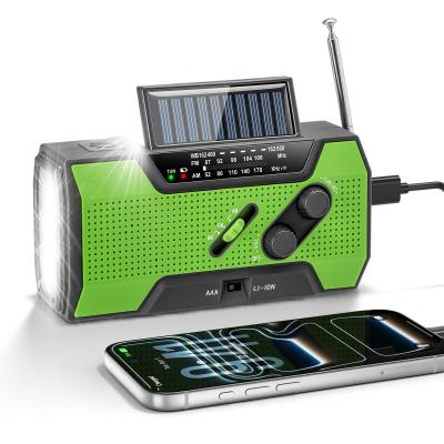 China 2026 Outdoor Solar Emergency Hand-crank Portable AM/FM NOAA Weather Noodradio with USB-C Charging SOS Alarm Flashlight for sale