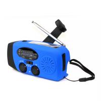 China OEM Blue 2000mah Solar Multifunctional Hand Crank Rechargeable AM/FM LED Flashlight Outdoor Emergency Power Bank Internet Radio for sale
