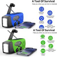 China OEM Blue 2000mah Solar Multifunctional Hand Crank Rechargeable AM/FM LED Flashlight Outdoor Emergency Power Bank Internet Radio for sale