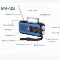 China Manerwei Portable Multi-functional AM/FM NOAA Weather Emergency Solar Hand-crank Noodradio with SOS Alarm Flashlight for Outdoor for sale