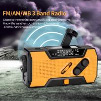 China 2000mAh Portable Emergency Rechargeable LED Dynamo Flashlight with Hand Crank Solar Power AM/FM/NOAA Weather Radio (Plastic) for sale