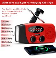 China Solar Emergency Mini Portable Weather Radio Hand Crank Internet Function SOS Alarm 3 LEDs Flashlight Water-resistant for for sale
